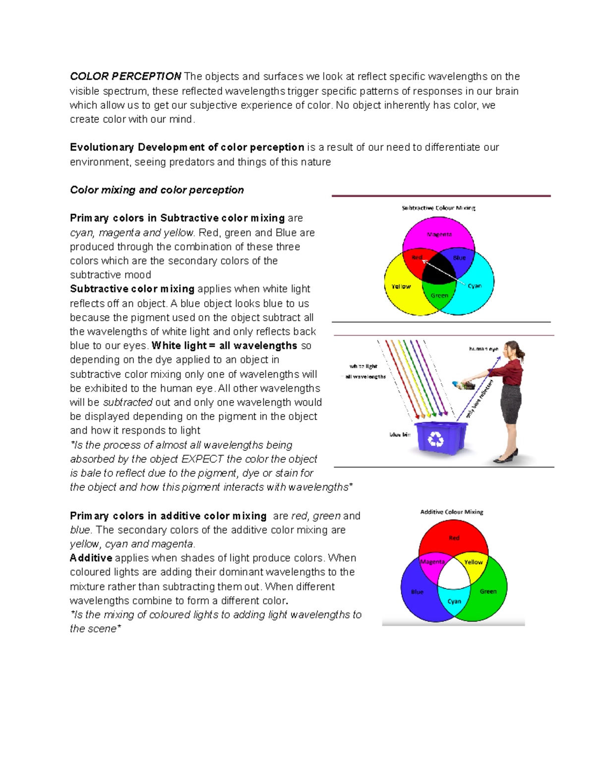 Colour Perception - COLOR PERCEPTION The objects and surfaces we look ...