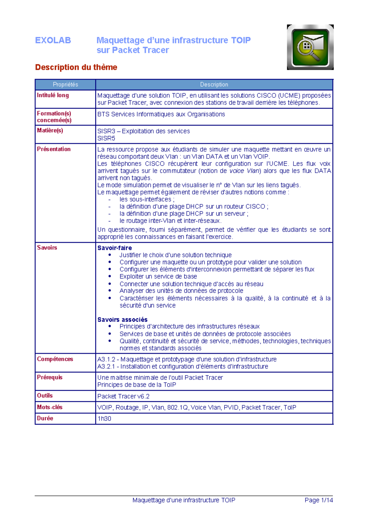 Exolab-Maquettage-TOIP Enonce - EXOLAB Maquettage d’une infrastructure ...