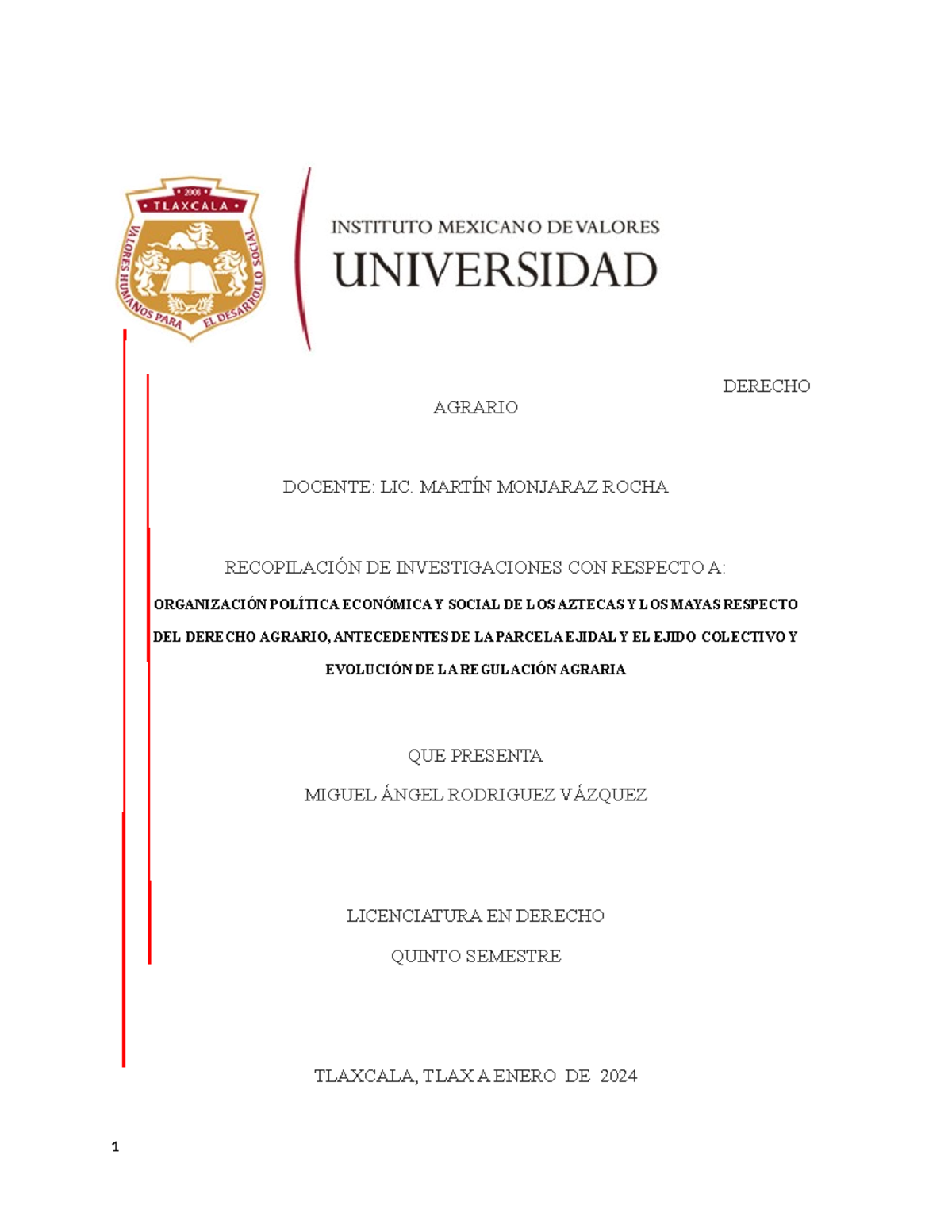 agrario historia - DERECHO AGRARIO DOCENTE: LIC. MARTÍN MONJARAZ ROCHA ...