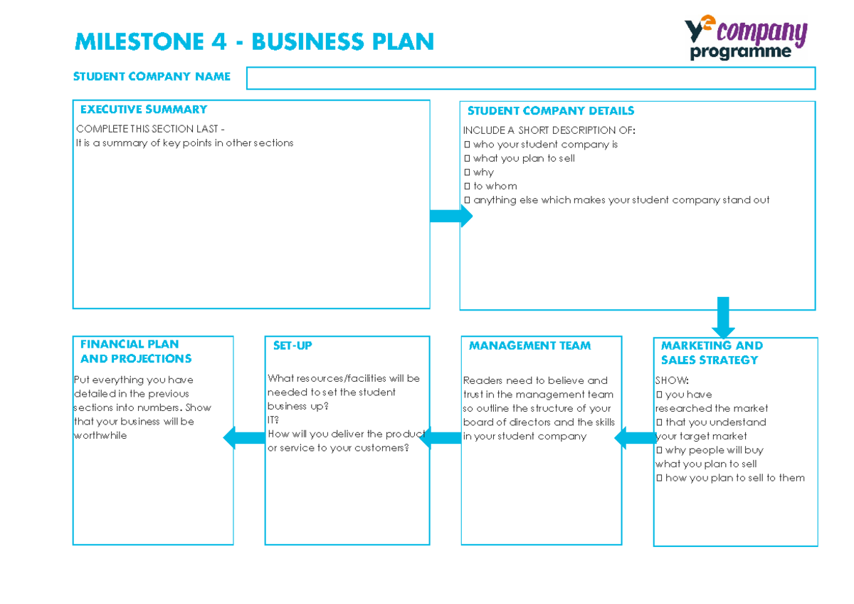 Business Plan Worksheet - MILESTONE 4 - BUSINESS PLAN STUDENT COMPANY ...