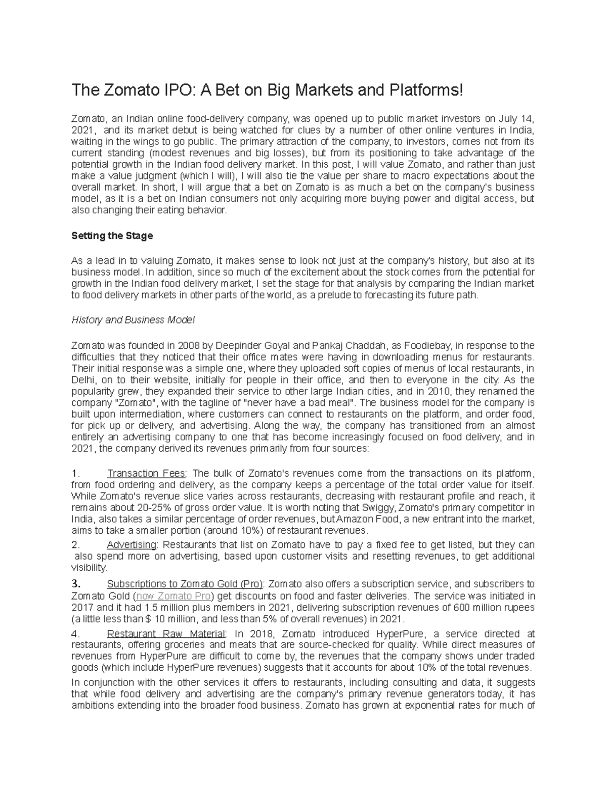 The Zomato IPO - Practical for Financial Statement analysis - The ...