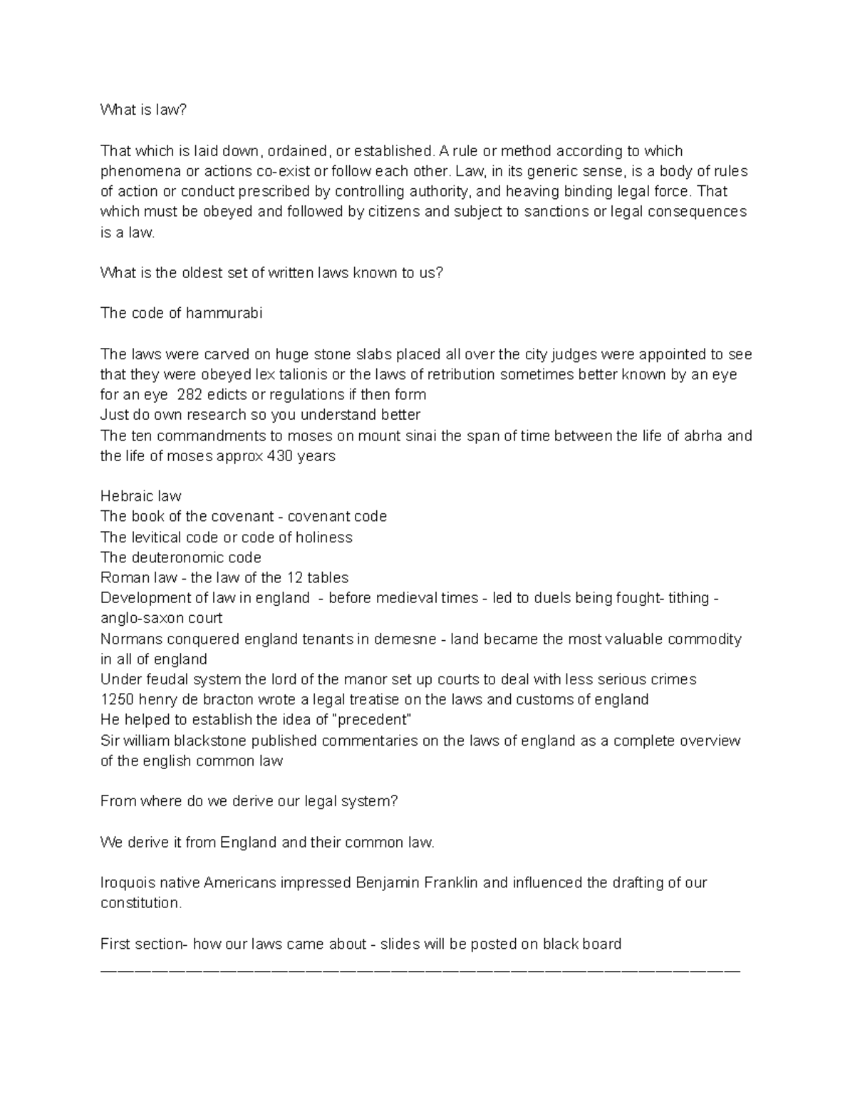 Legal Studies - What is law? That which is laid down, ordained, or ...
