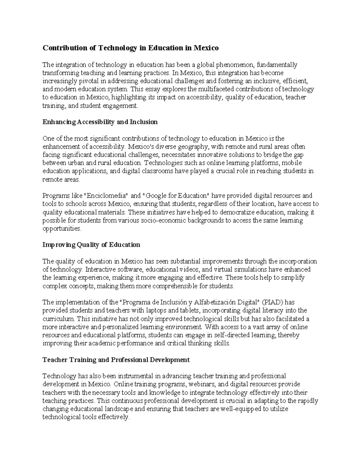 Contribution of Technology in Education in Mexico - In Mexico, this ...