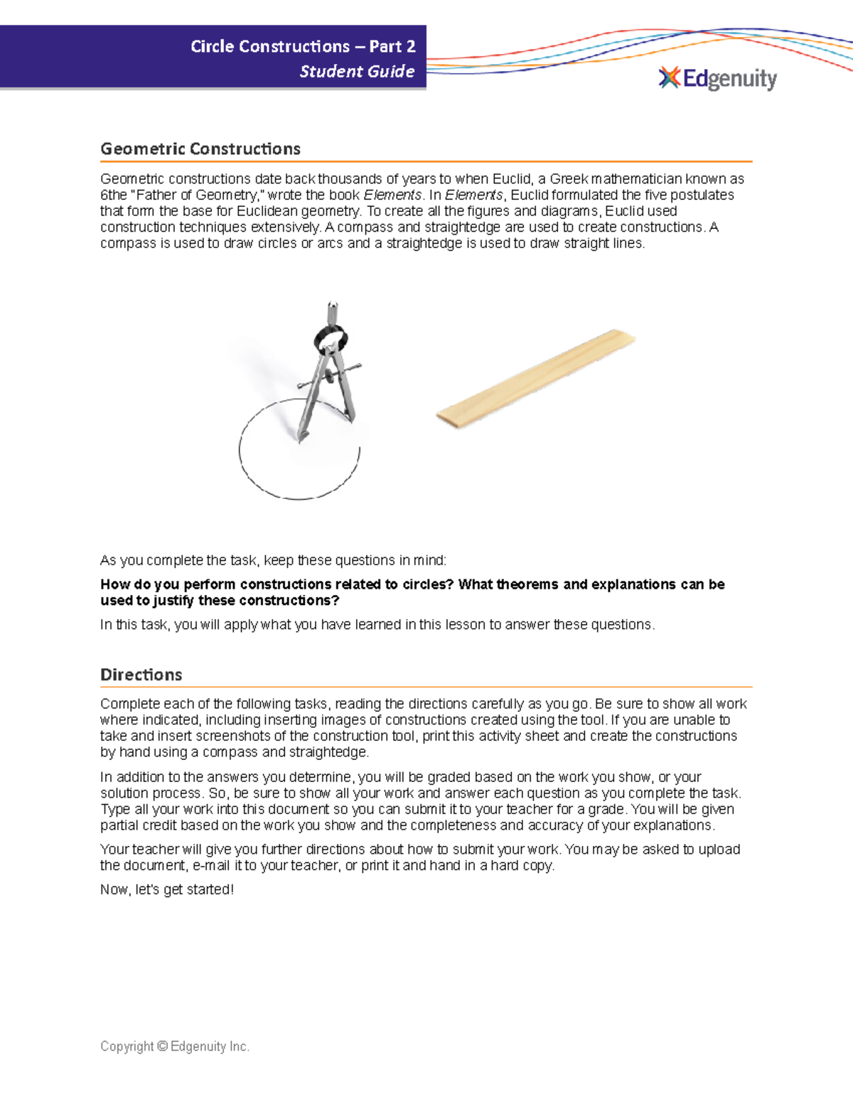 Circle Constructions - Student Guide - Part 2 , mn,jn ,nnknl.n ,mn ,n,n ,kn , - Geometric - Studocu