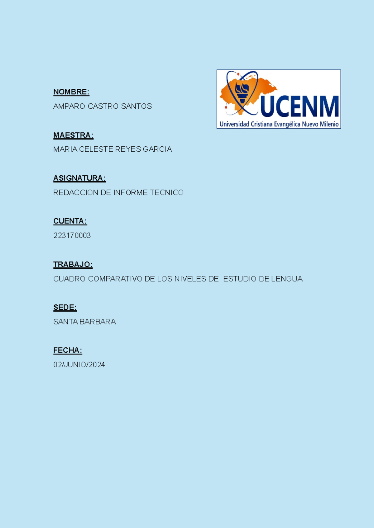 cuadro comparativo tipos de lengua - NOMBRE: AMPARO CASTRO SANTOS ...
