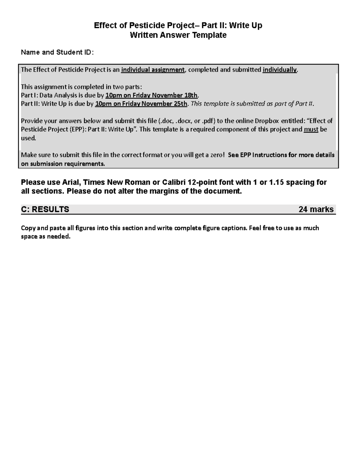 EPP Written Answer Template - Written Answer Template Name and Student ...