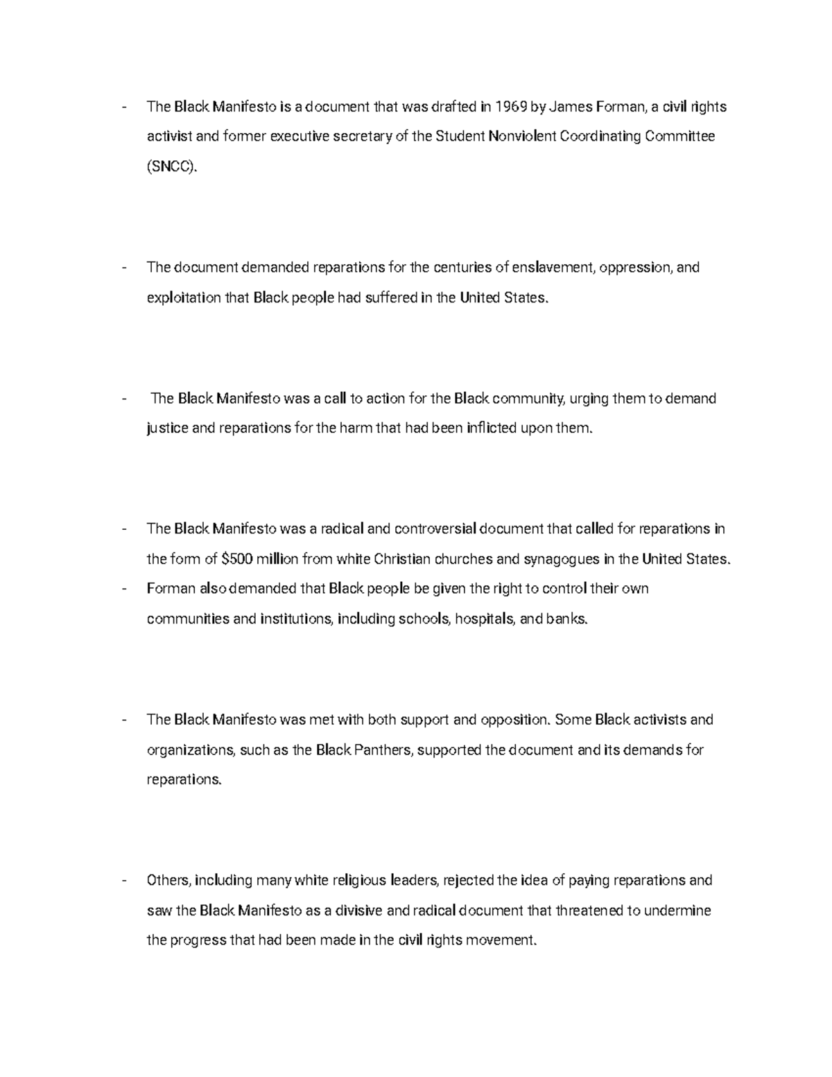 Black manifesto histroy - The Black Manifesto is a document that was ...