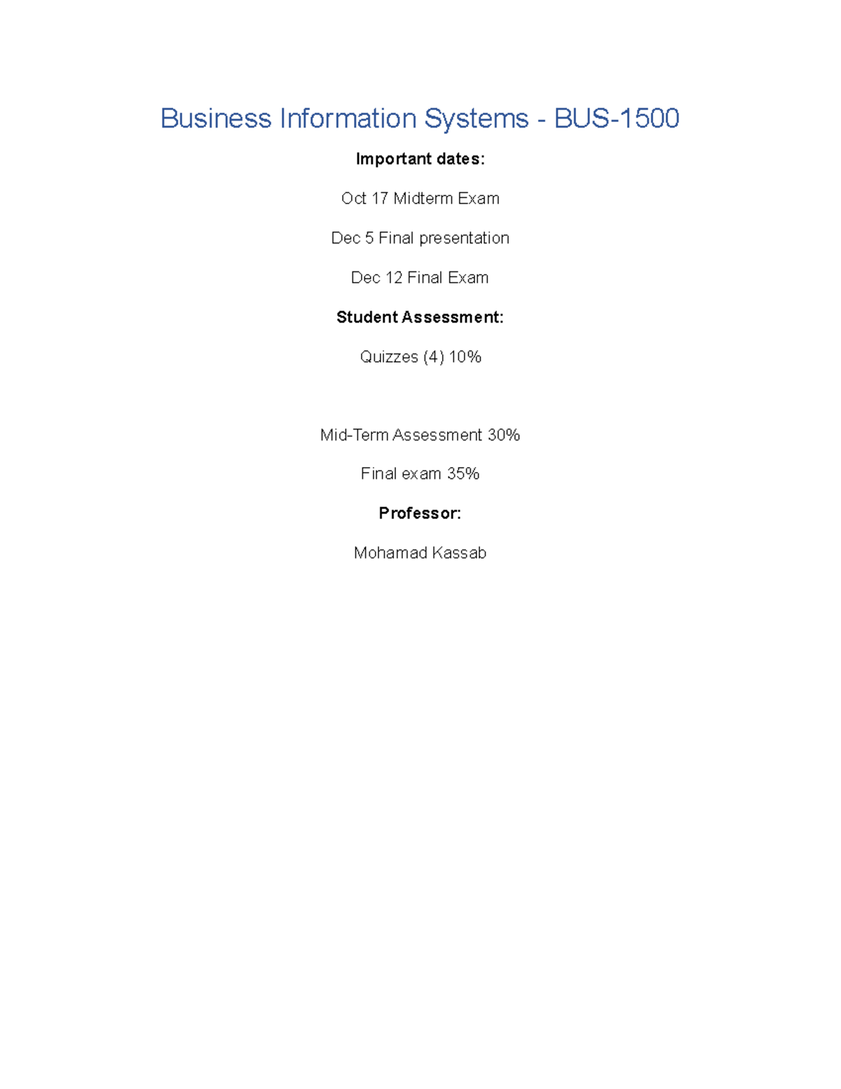 BUS - 1500 Notes - business - Business Information Systems - BUS ...