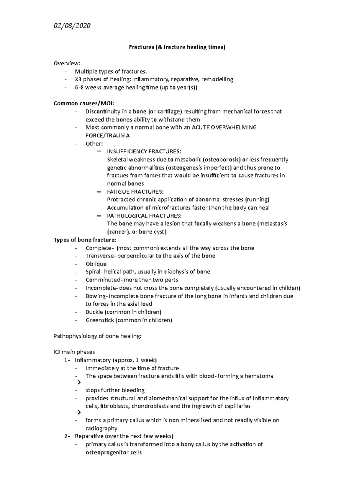 MSK Physiotherapy- Fractures and fracture healing times - 02/08 ...