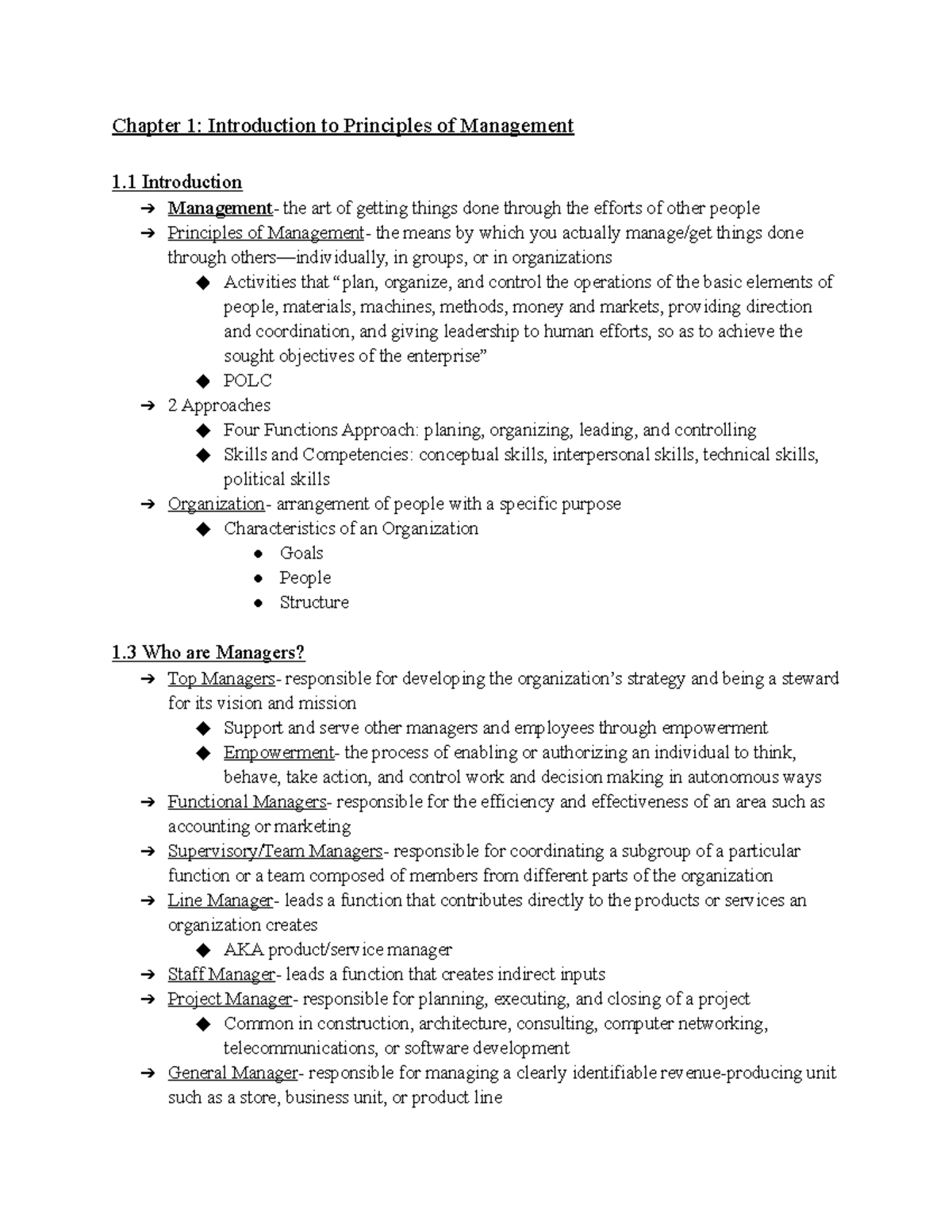 MGT 200 Chapter 1 - Chapter 1: Introduction to Principles of Management ...