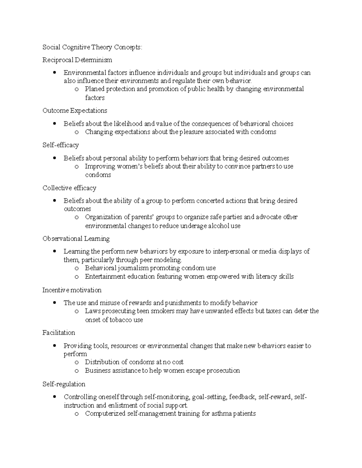 Social Cognitive Theory Concepts Notes - Social Cognitive Theory ...