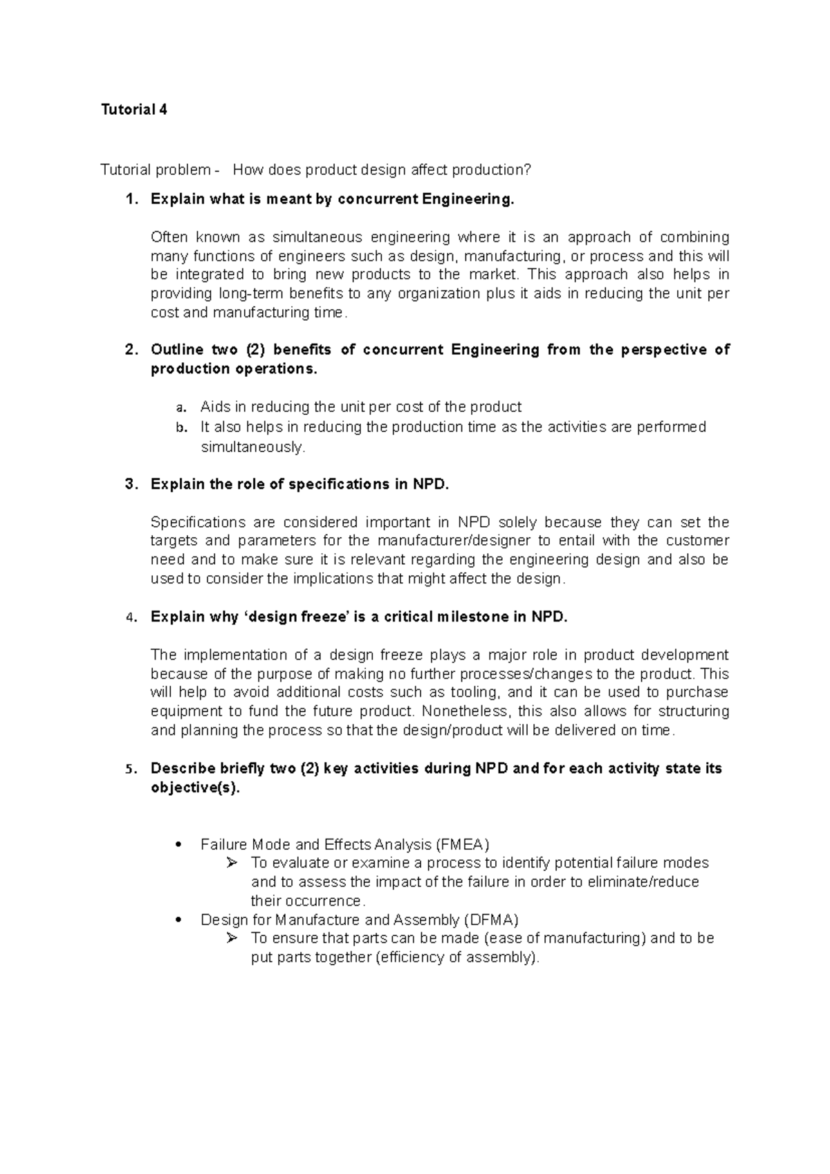 Tutorial 4 AMS - Tutorial 4 Tutorial problem - How does product design ...