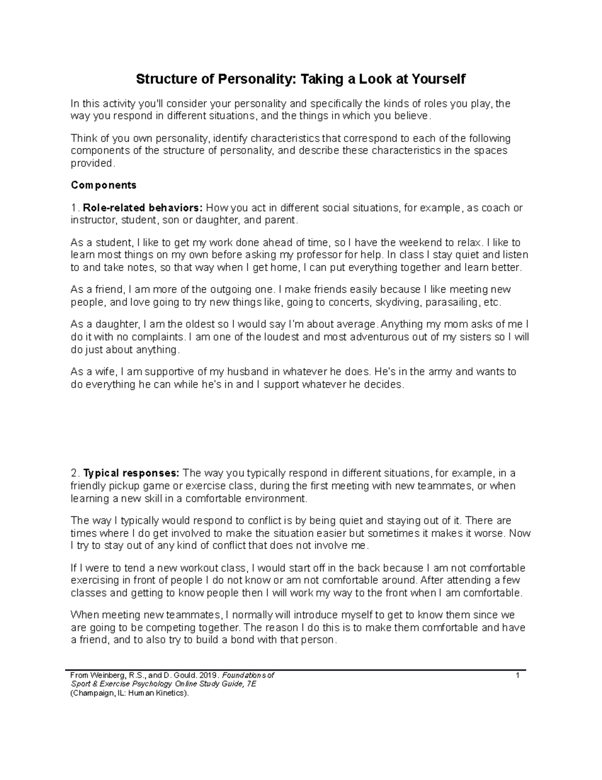 Structure of Personality - Think of you own personality, identify ...