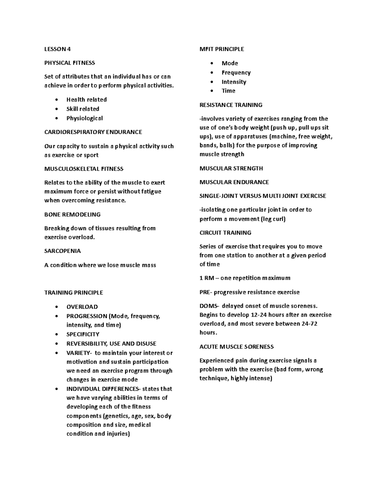 Lesson 4 and 6 - Grade 11 HOPE 2nd Quarter Notes - LESSON 4 PHYSICAL ...