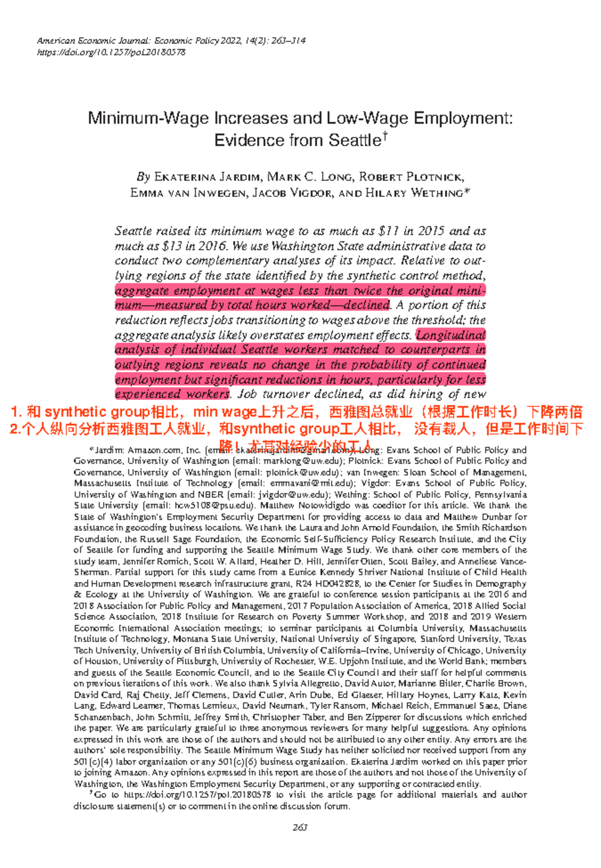Seattle min wage - reading min wage - American Economic Journal ...