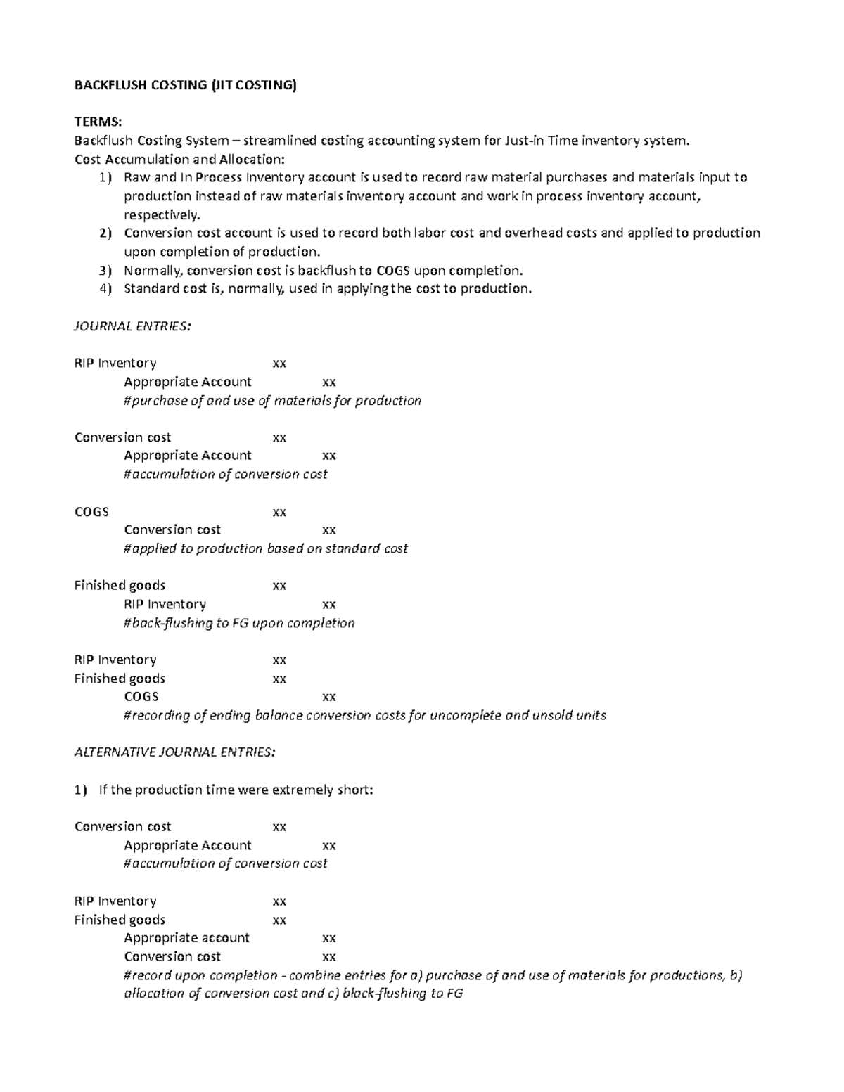 428350383 AFAR B a ckflush Costing - BACKFLUSH COSTING (JIT COSTING ...