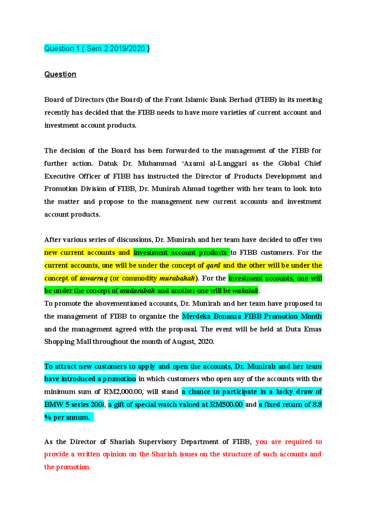Tutorial 5 - Question 1 ( Sem 2 2019/2020 ) Question Board of Directors ...