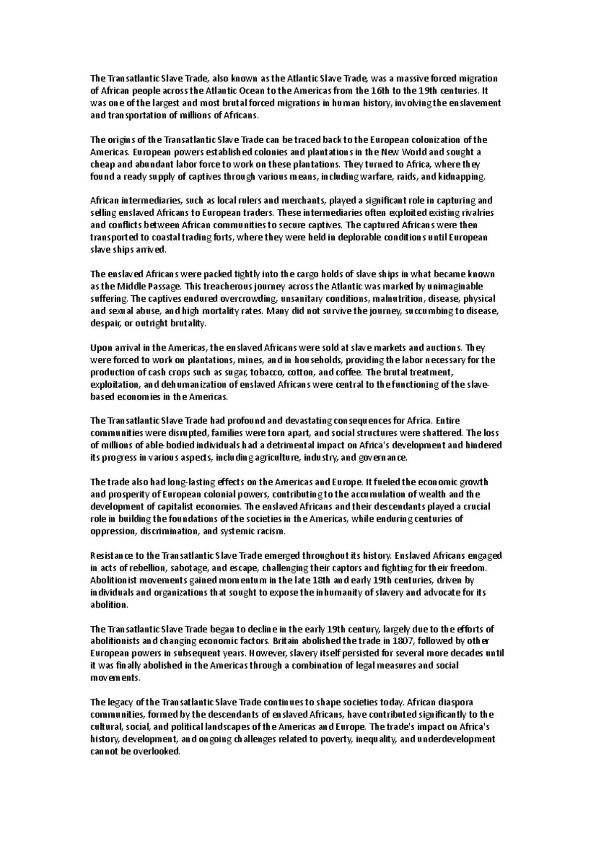The Transatlantic Slave Trade - It was one of the largest and most ...
