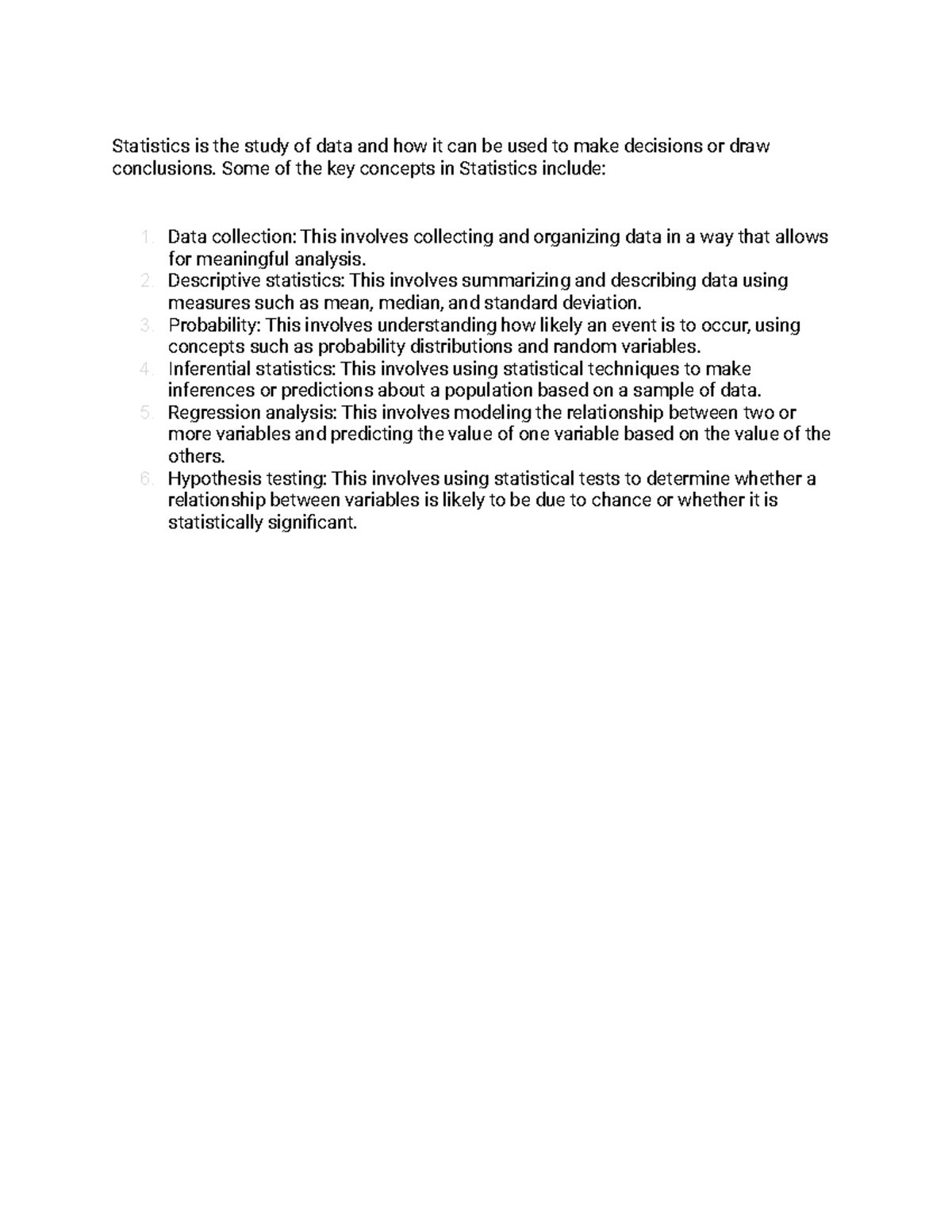 Letter 27 - notes - Statistics is the study of data and how it can be ...