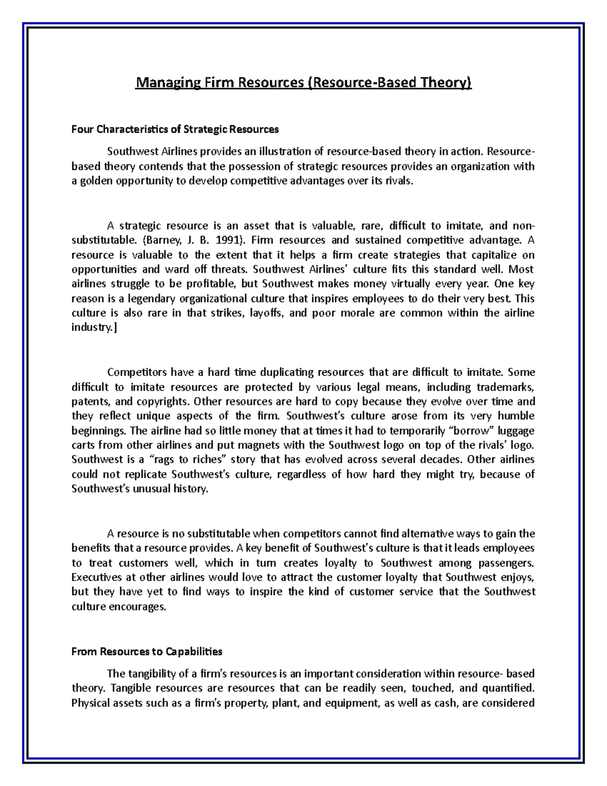 Managing Firm Resources (Resource-Based Theory) - Strategic Management ...