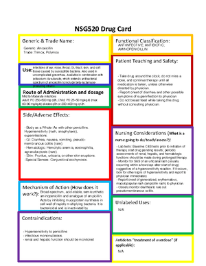 Aspirin drug card - drug card - NSG 124 - NSG 520 Drug Card Patient ...