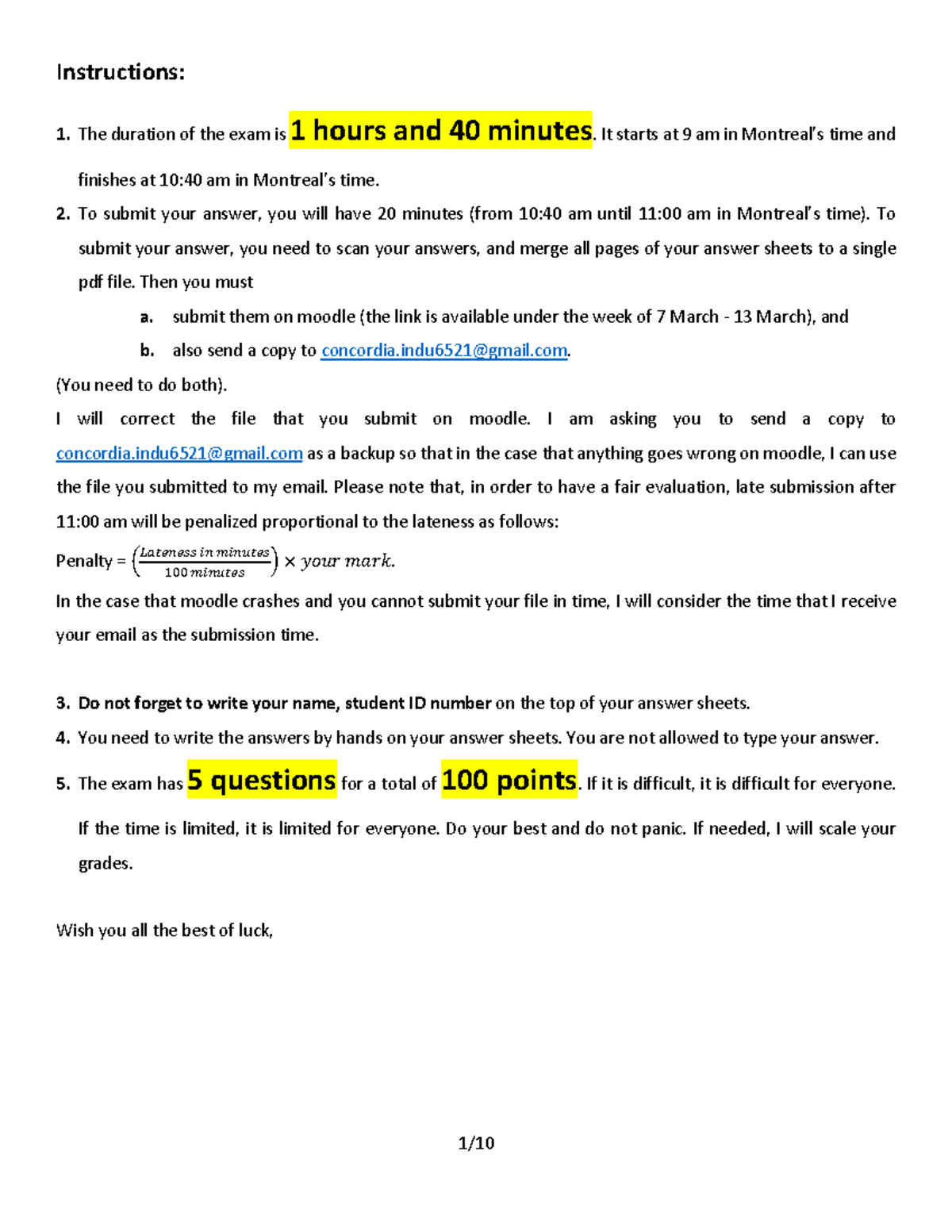 Midterm Exam Winter 2021 - Instructions: 1. The duration of the exam is ...
