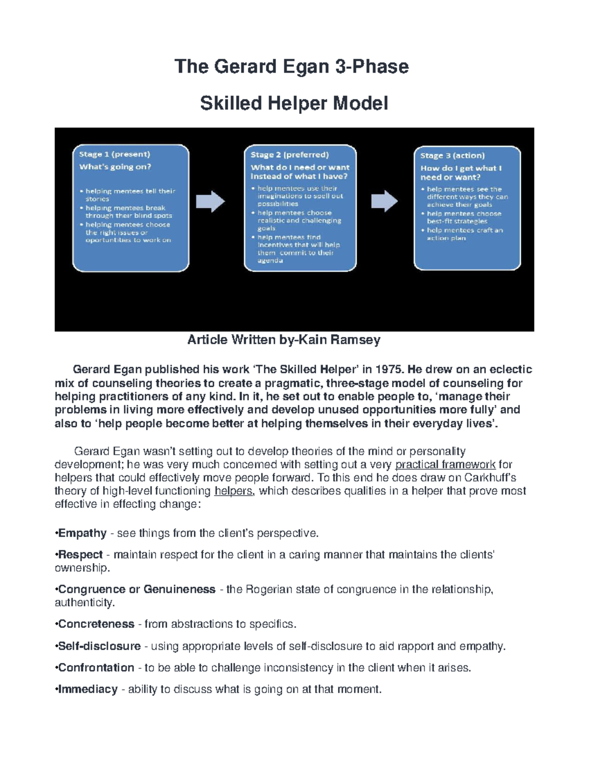 3 Phase Skilled Helper Model - The Gerard Egan 3-Phase Skilled Helper ...