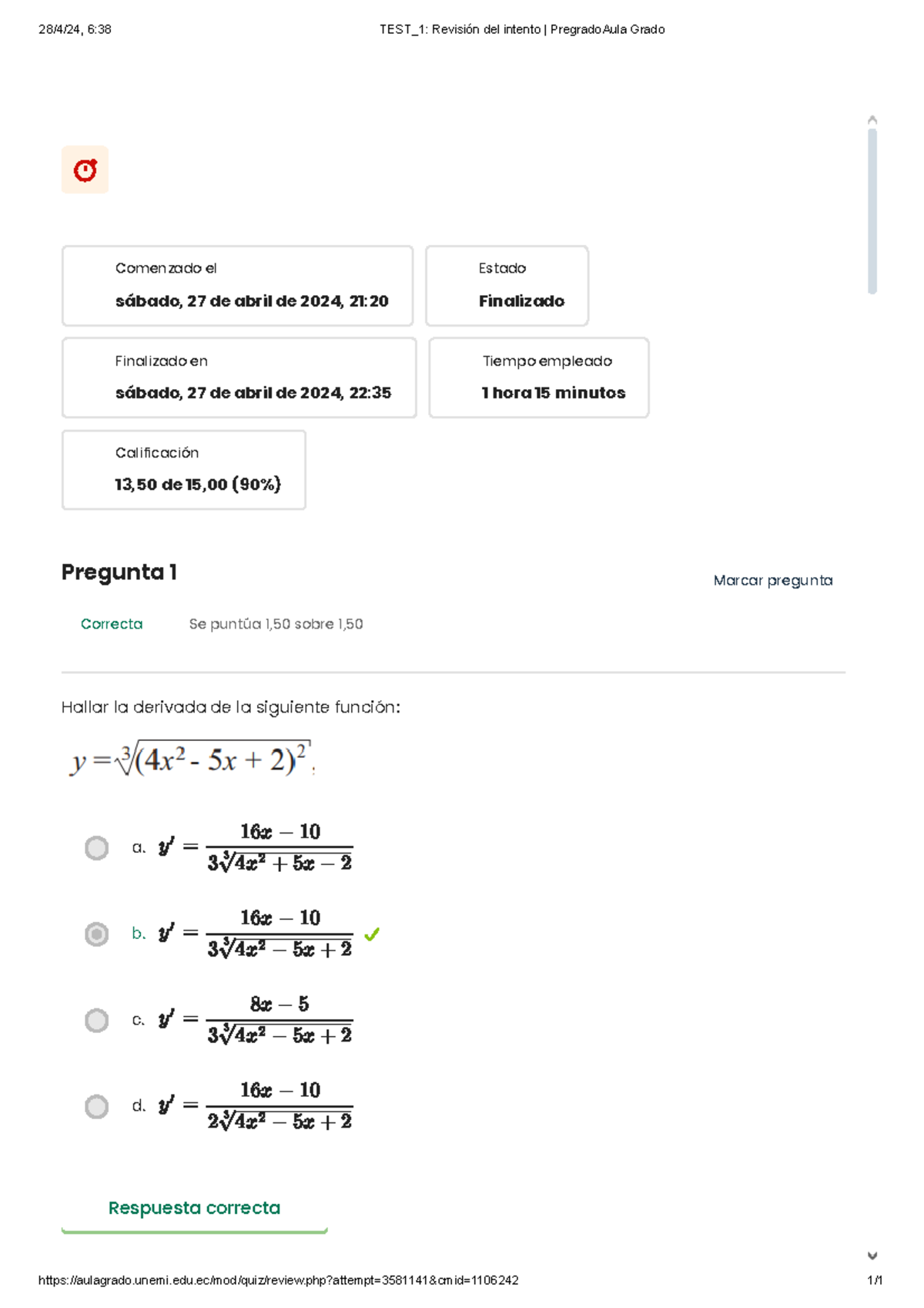 TEST 1 calculo - 28/4/24, 6:38 TEST_1: Revisión del intento ...