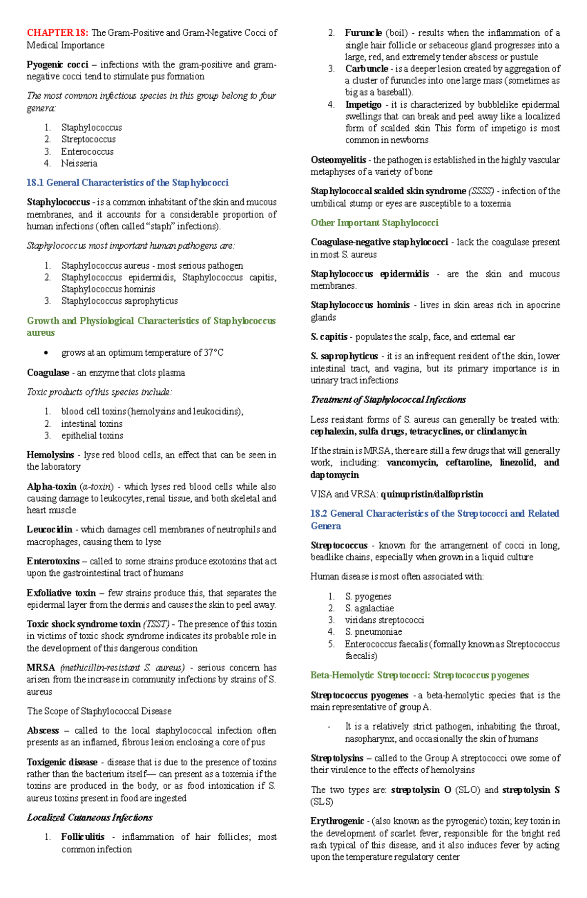 Chapter 18 Micropara - Lecture Notes - CHAPTER 18: The Gram-Positive ...