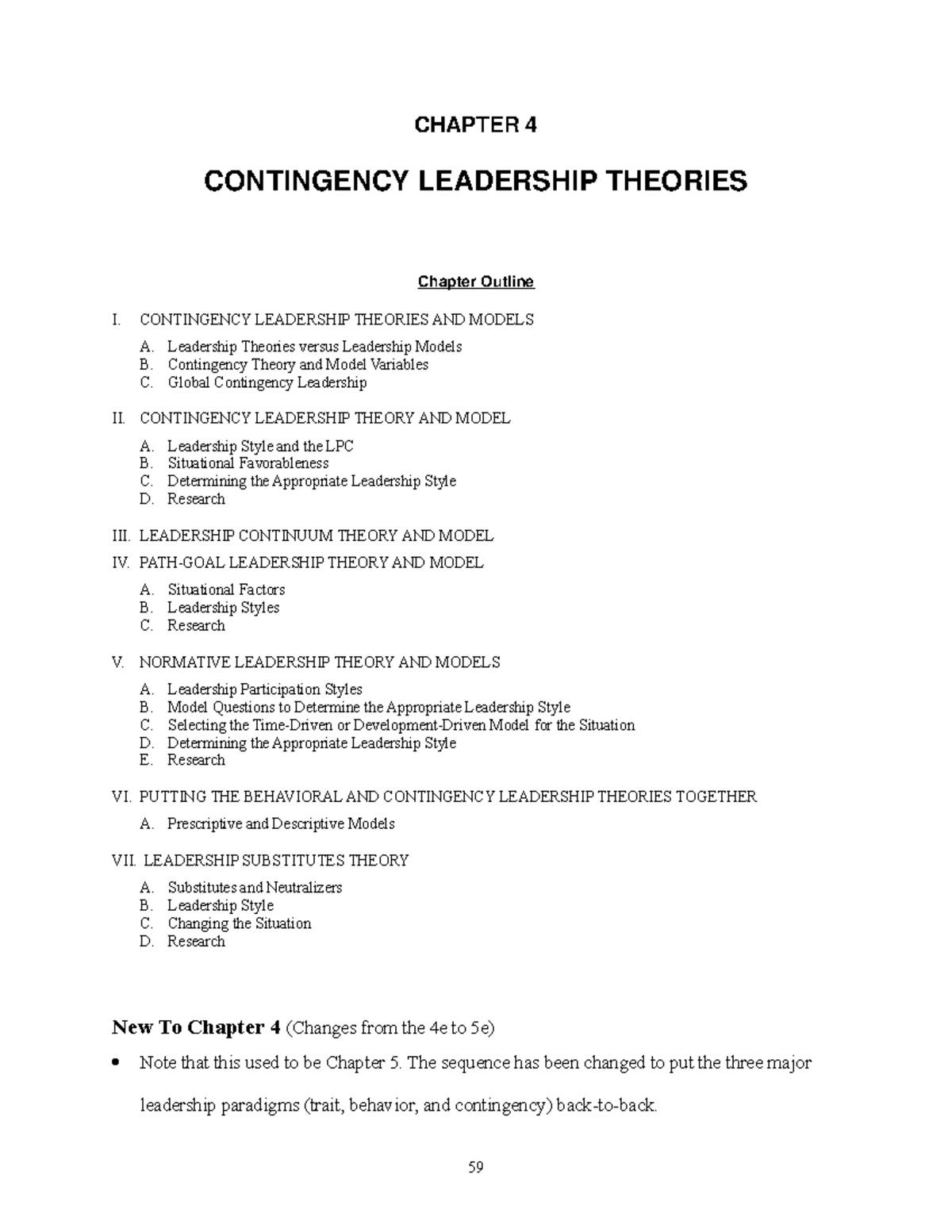 CHAPTER 4 CONTINGENCY LEADERSHIP THEORIES - CHAPTER 4 CONTINGENCY ...
