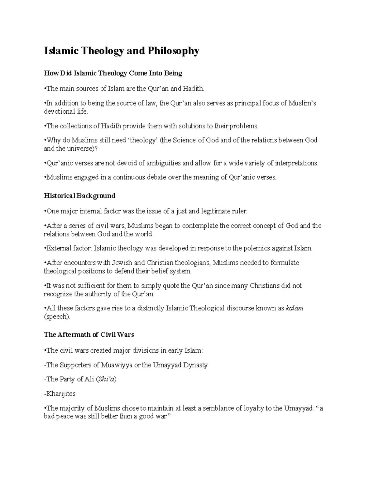 Islamic Studies Module 5 - Islamic Theology and Philosophy How Did ...