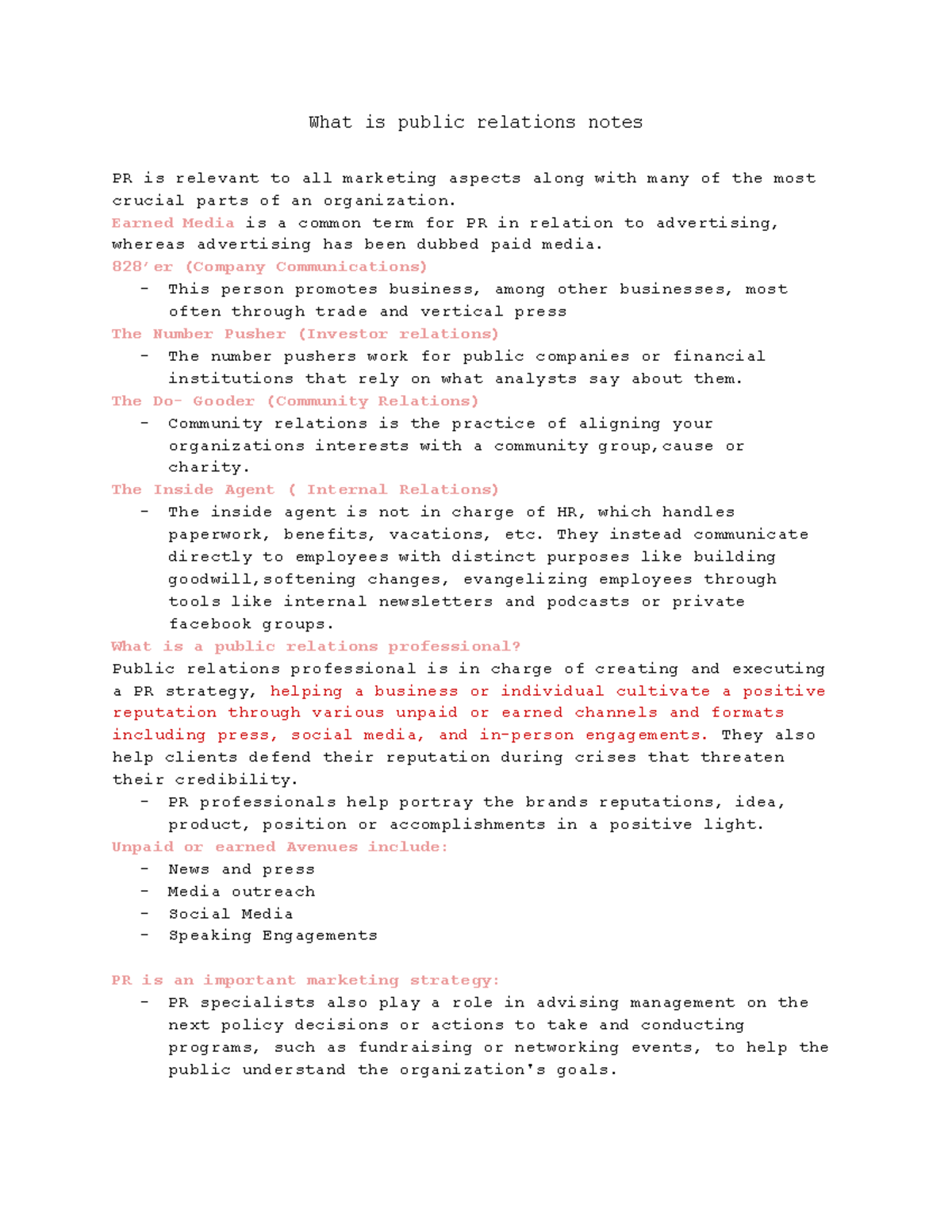 What is public relations notes - Earned Media is a common term for PR ...