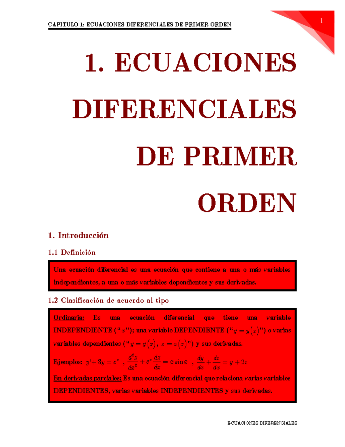 Capitulo 1 Parte 1 MAT 207 II 2024 - CAPITULO 1: ECUACIONES ...