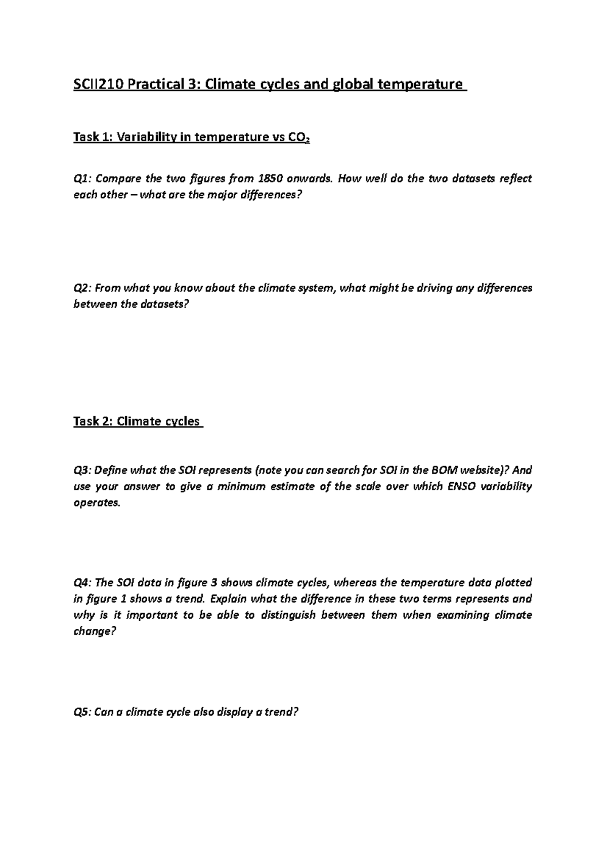 SCIE103 Practical 3 Answer Sheet - SCII210 Practical 3: Climate cycles ...