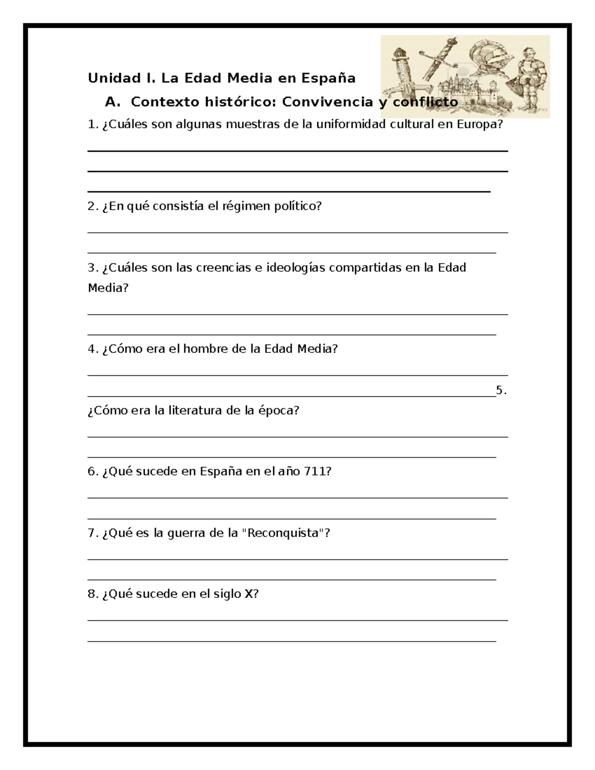 APSpanish Literature Preguntas La Edad Media Historia Sinrespuestas ...