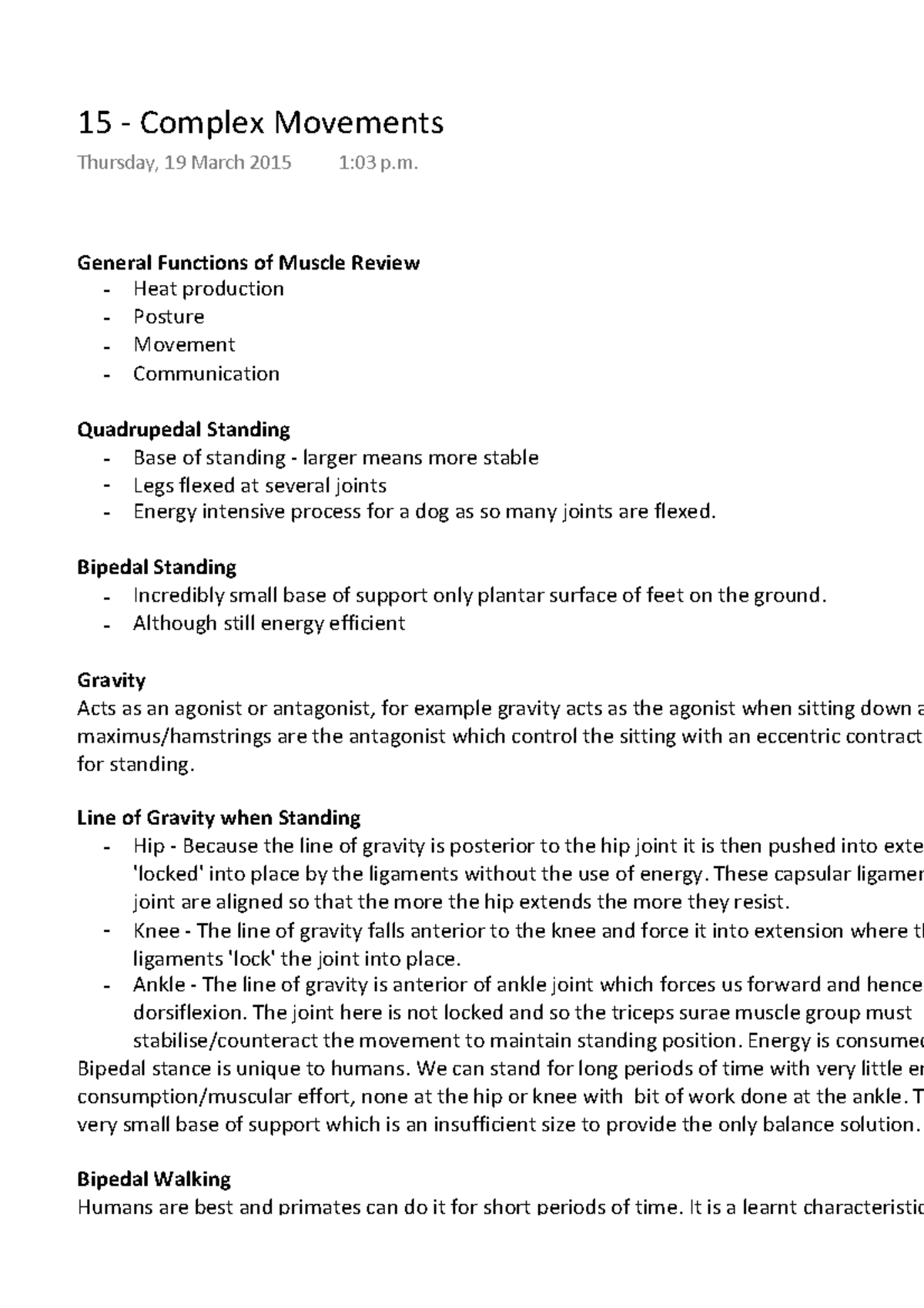 15 - Complex Movements - Lecture notes 15 - Warning: TT: undefined ...