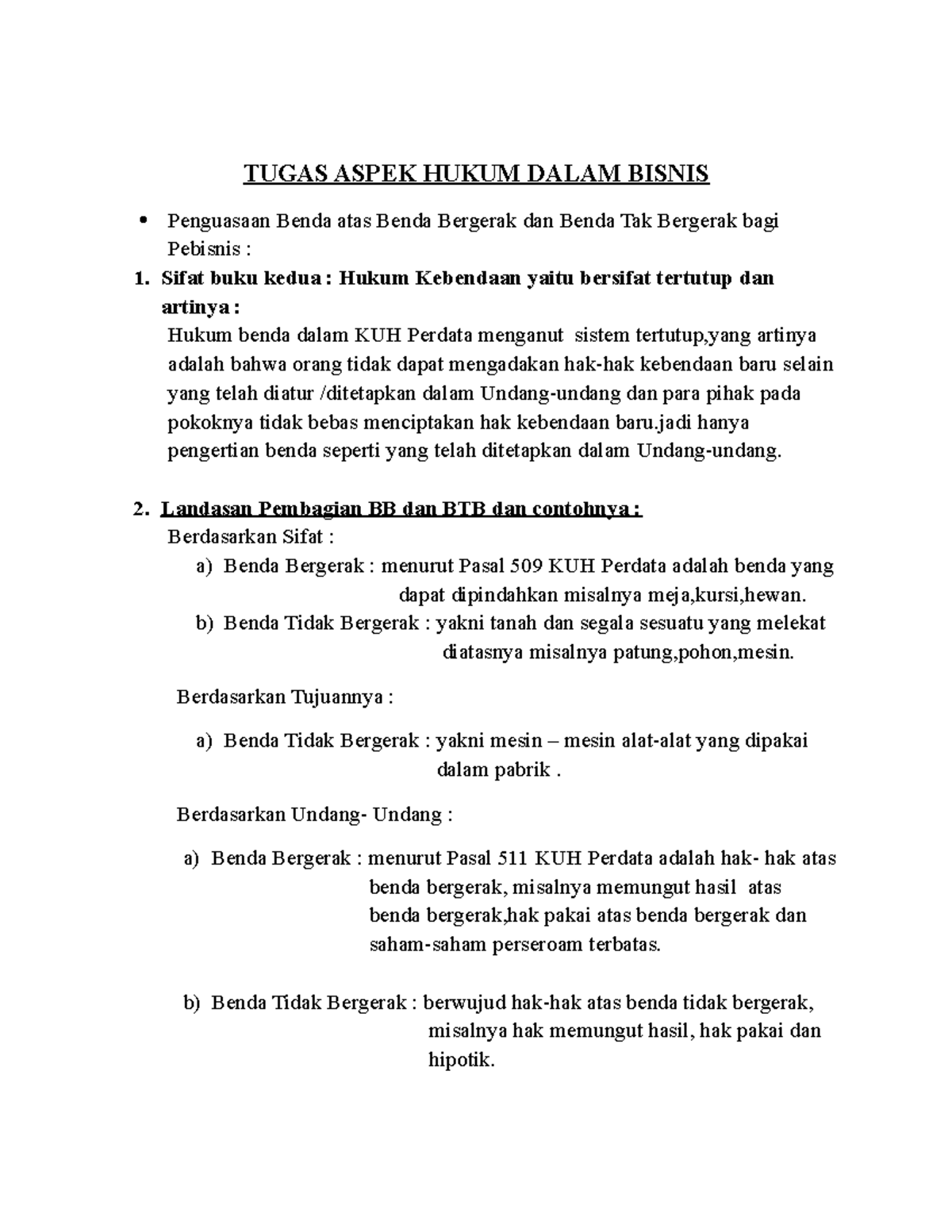 Tugas Aspek Hukum Dalam Bisnis - TUGAS ASPEK HUKUM DALAM BISNIS Penguasaan Benda atas Benda ...