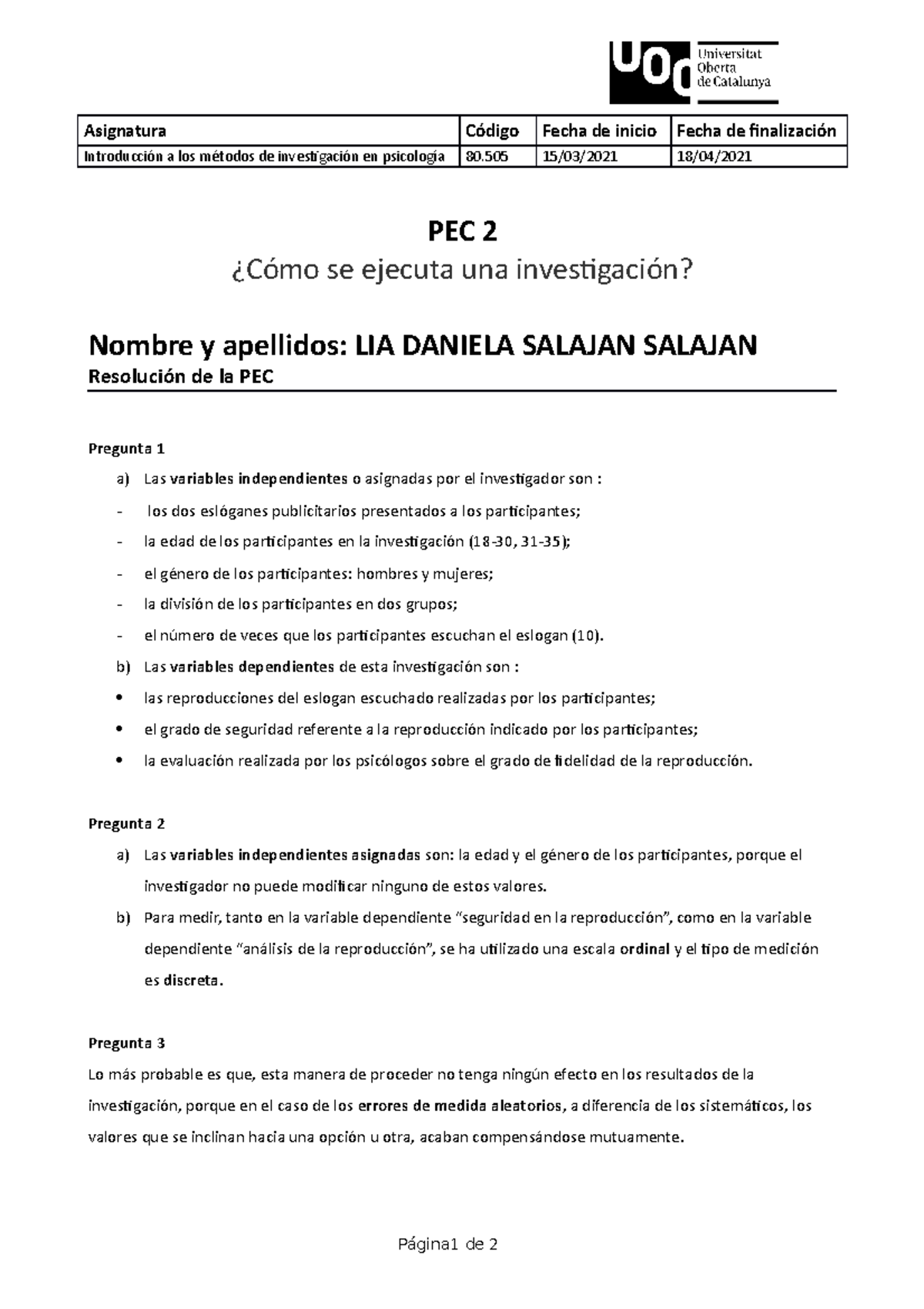 Imip 20 2 pec02 esp entrega - Asignatura Código Fecha de inicio Fecha de finalización ...