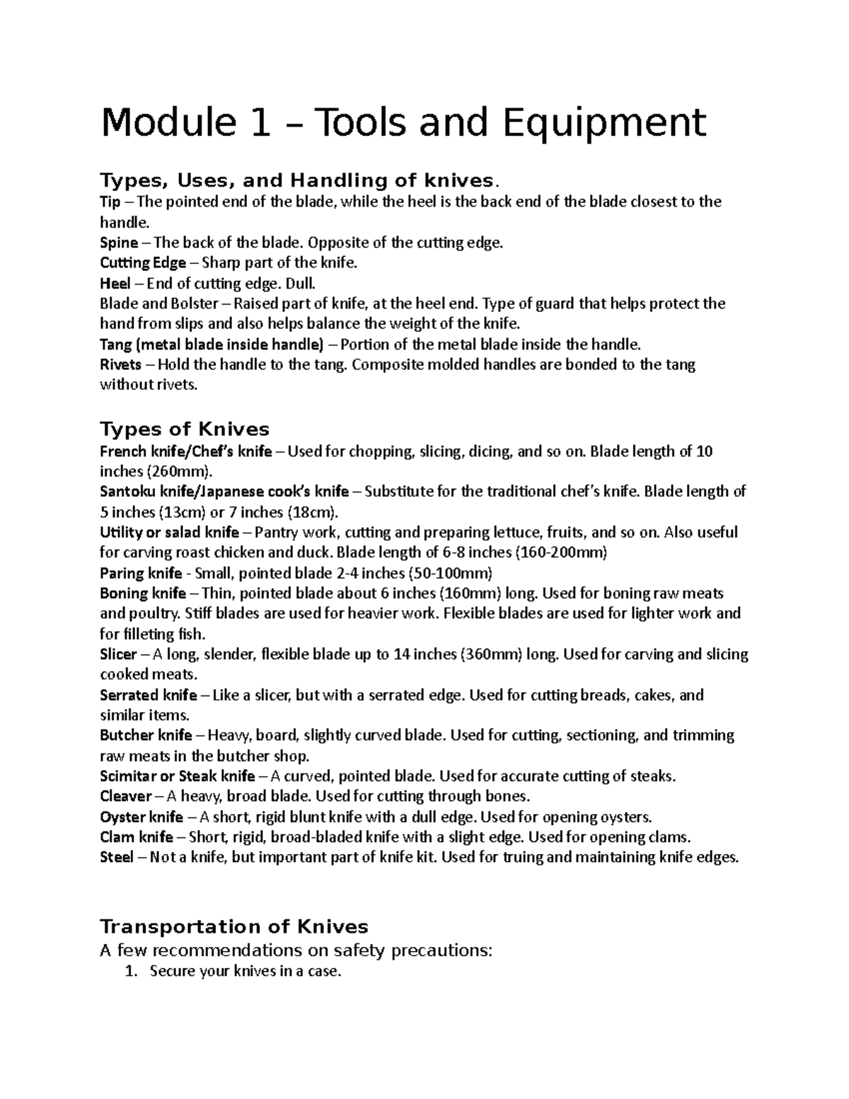 Module 1- Tools and Equipment - Module 1 – Tools and Equipment Types ...