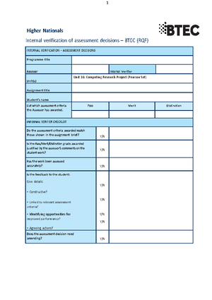 DSA- 2024 update - Higher Nationals Internal verification of assessment decisions – BTEC (RQF ...
