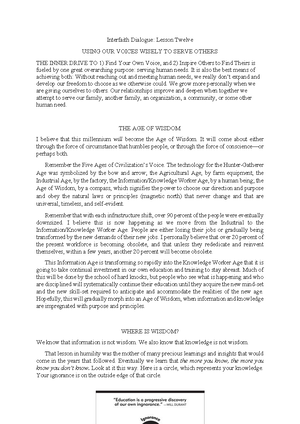 L 4 - Interfaith Dialogue: Lesson Four THE VOICE OF INFLUENCE—BE A TRIM ...