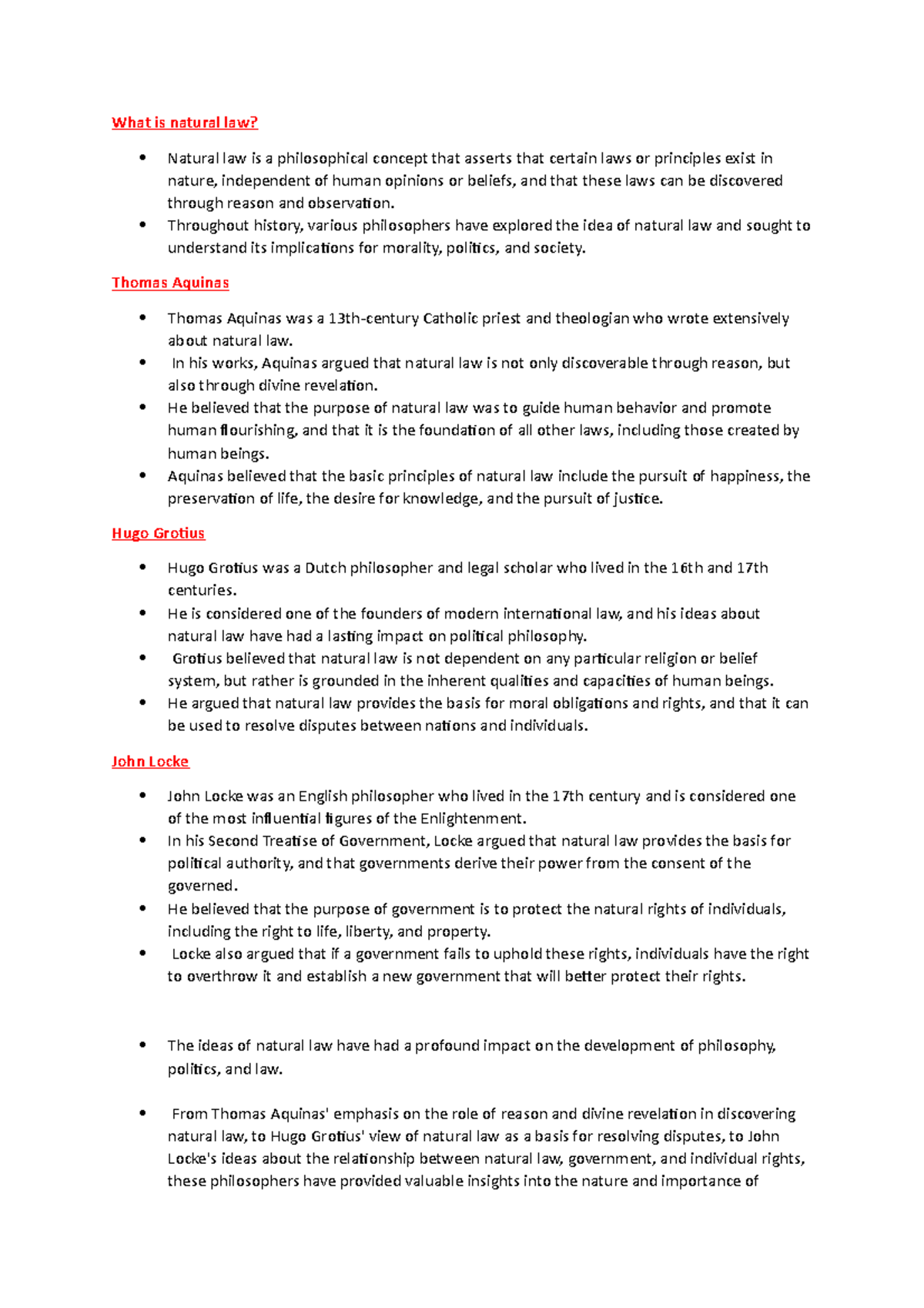 Natural law philosophers - What is natural law? Natural law is a ...