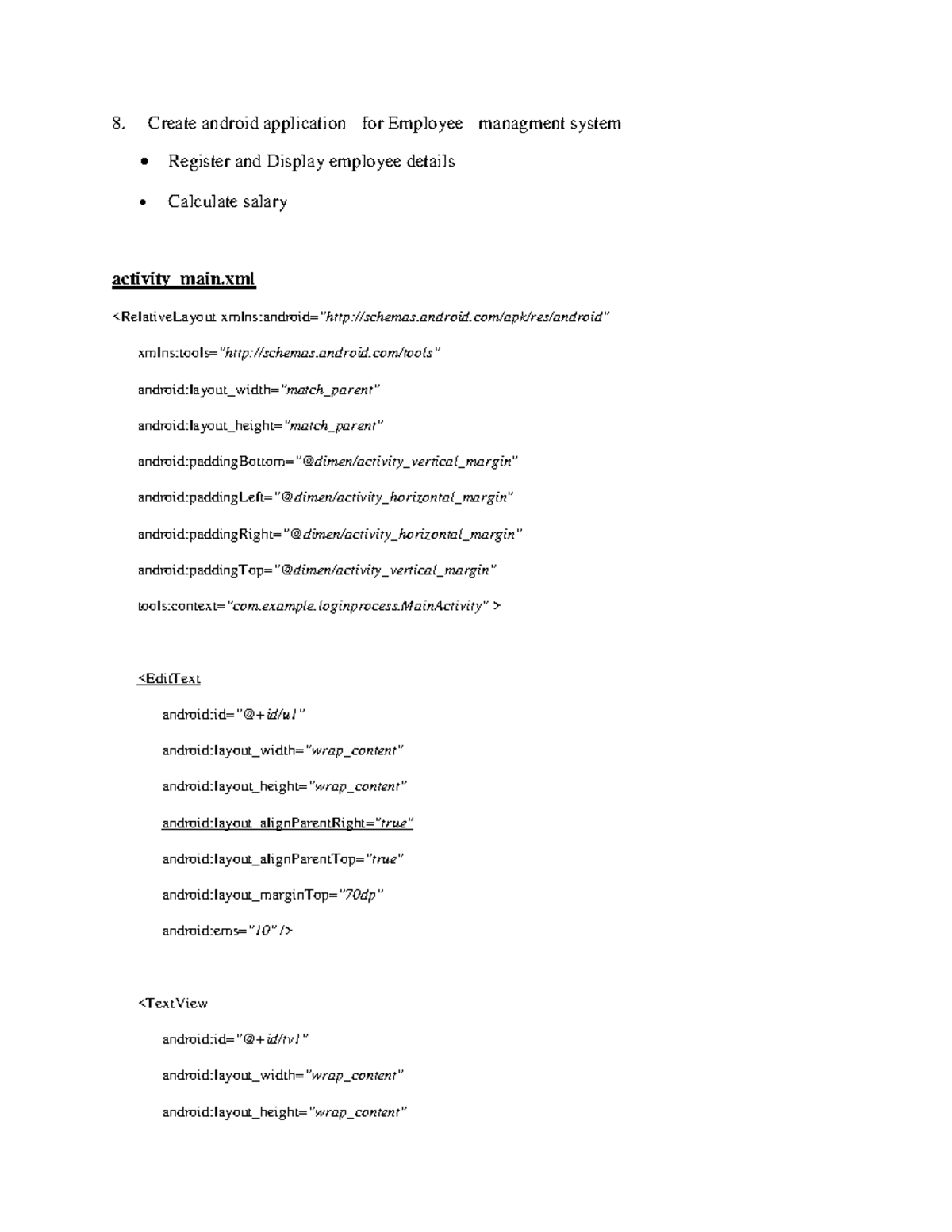 Create android application for Employee managment system(register ...