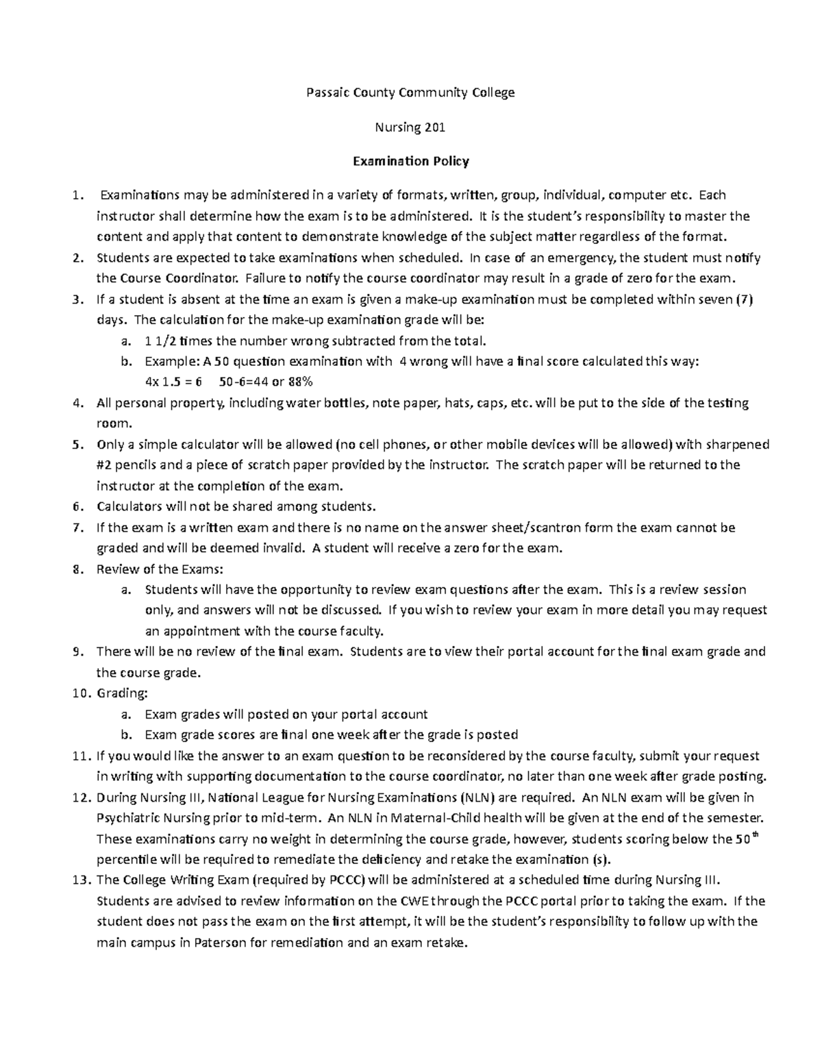 201 Examination Policy Passaic County Community College Nursing 201 201-examination-policy-passaic-county-community-college-nursing-201