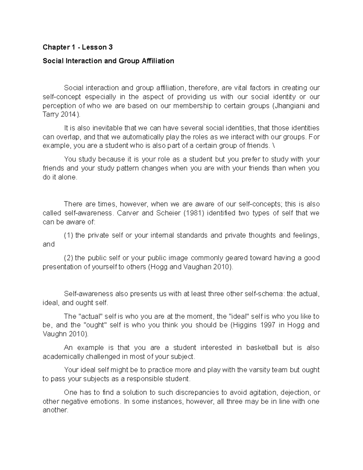 Social Interaction And Group Affiliation - Chapter 1 - Lesson 3 Social 