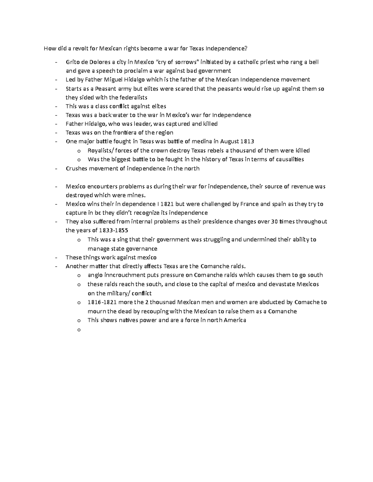 HIST 3333 notes revolt for Mexican rights - How did a revolt for ...