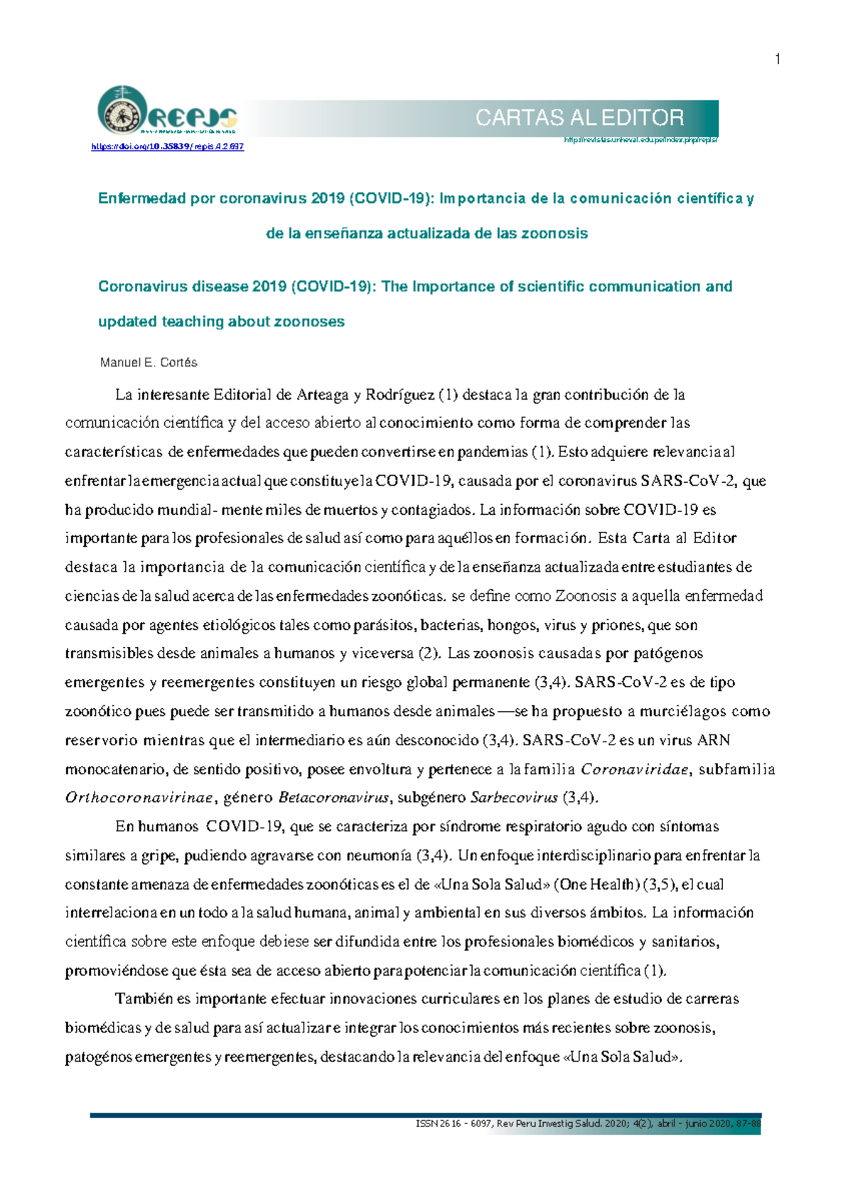 Normas APA DESAROLLO - ISSN 2616 - 6097, Rev Peru Investig Salud. 2020 ...