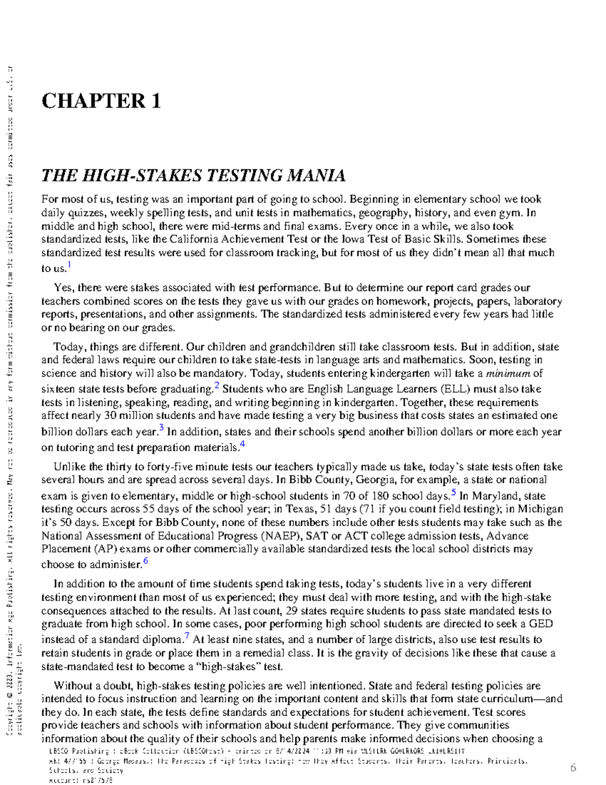 Paradoxes of High Stakes Testing - 6 CHAPTER 1 THE HIGH-STAKES TESTING ...