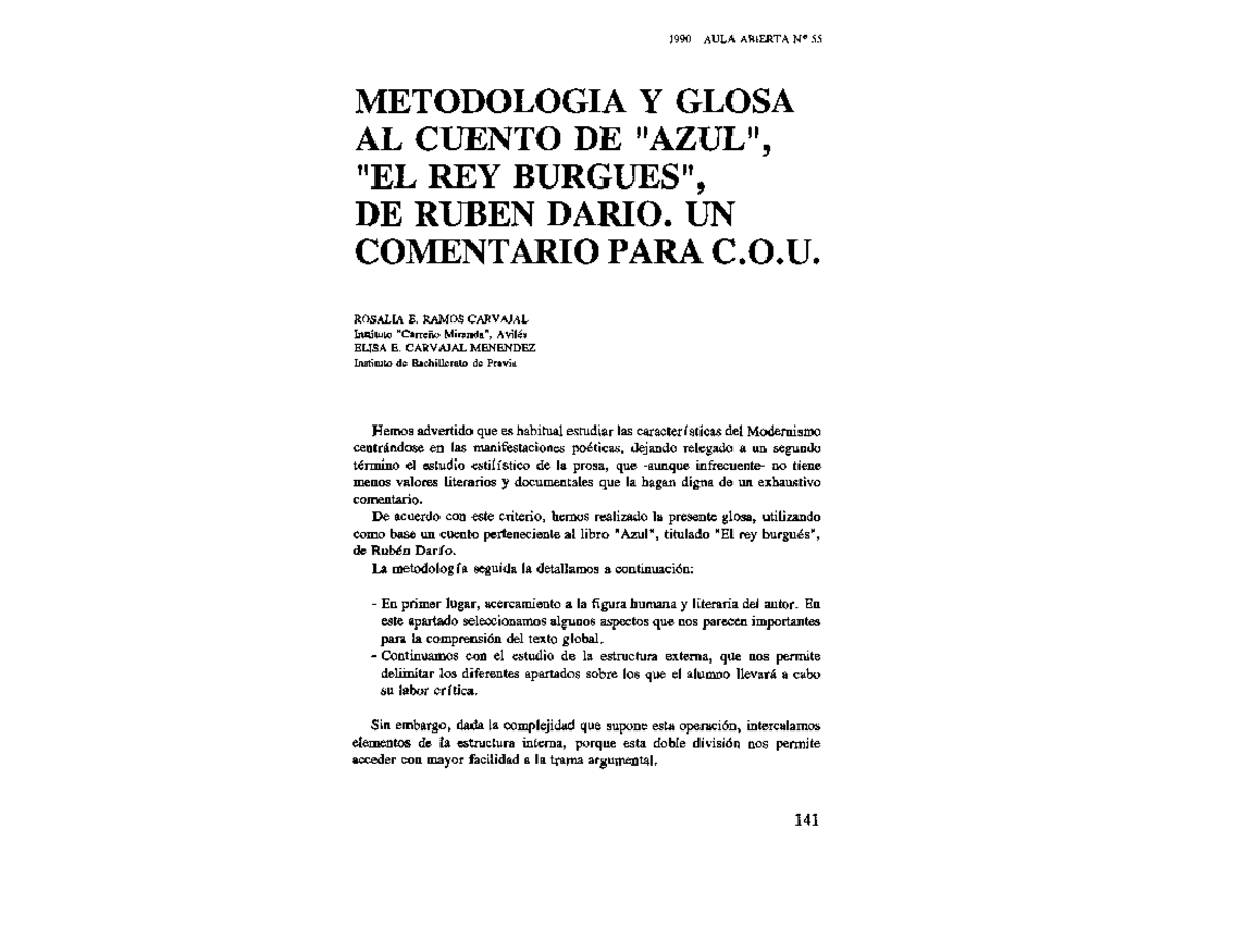 Dialnet-Metodologia YGlosa Al Cuento De Azul El Rey Burgues De Ruben ...