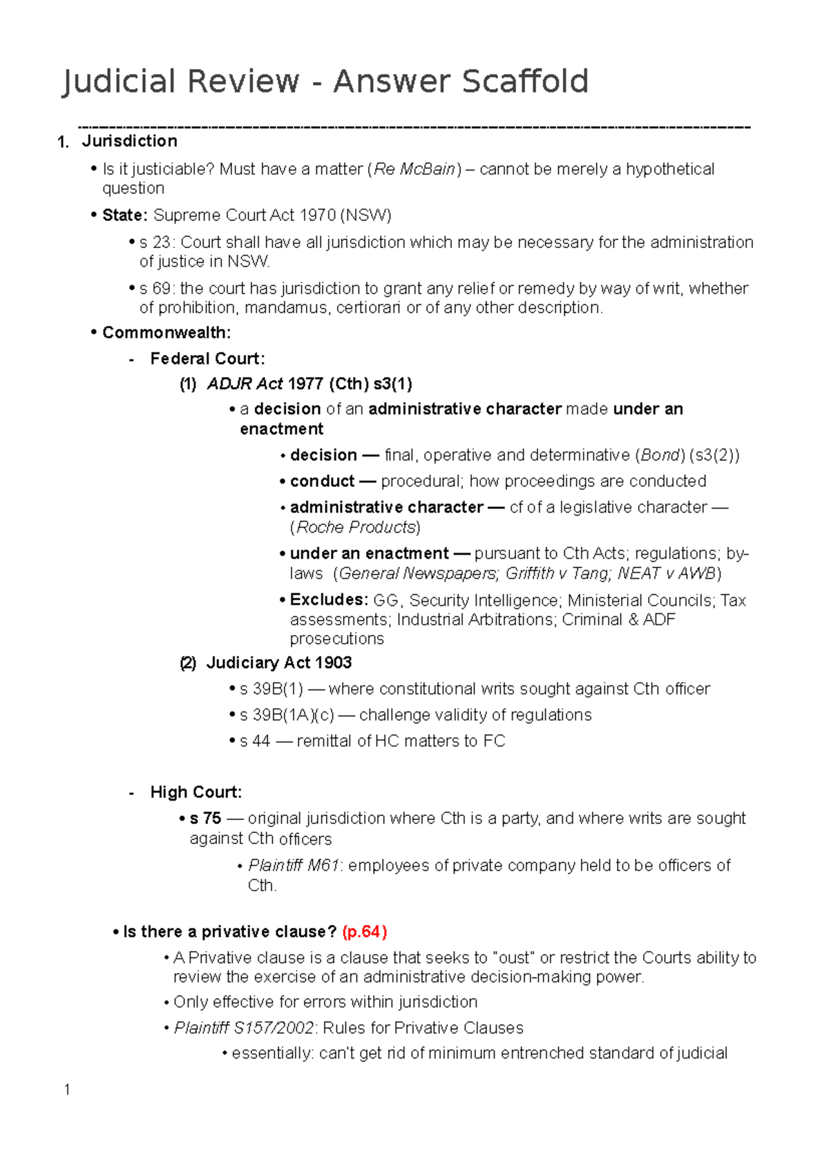 Admin Answer Scaffold - Judicial Review - Answer Scaffold Jurisdiction ...